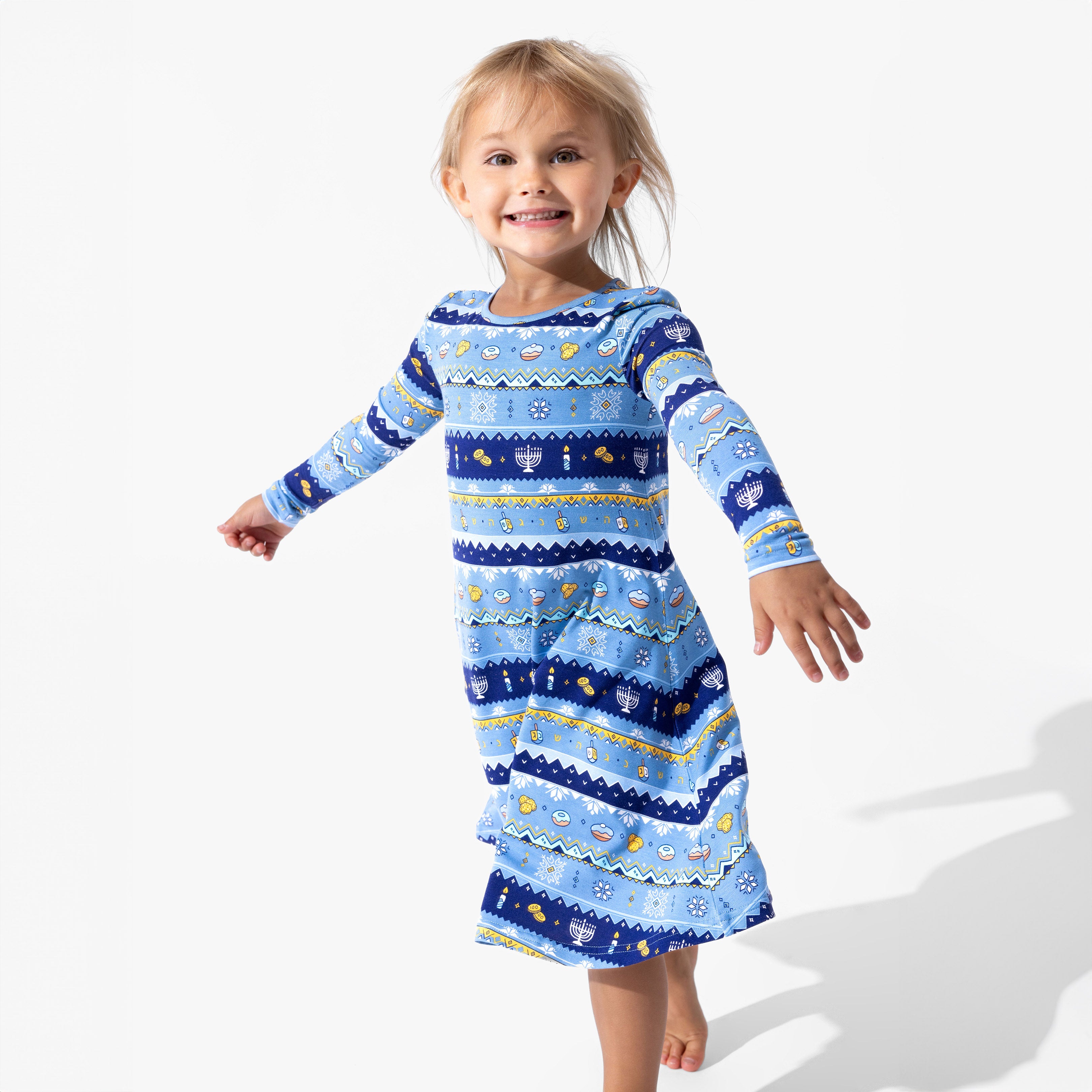 Hanukkah Fair Isle Bamboo Girls’ Dress – Cozy, Festive Holiday Outfit ...