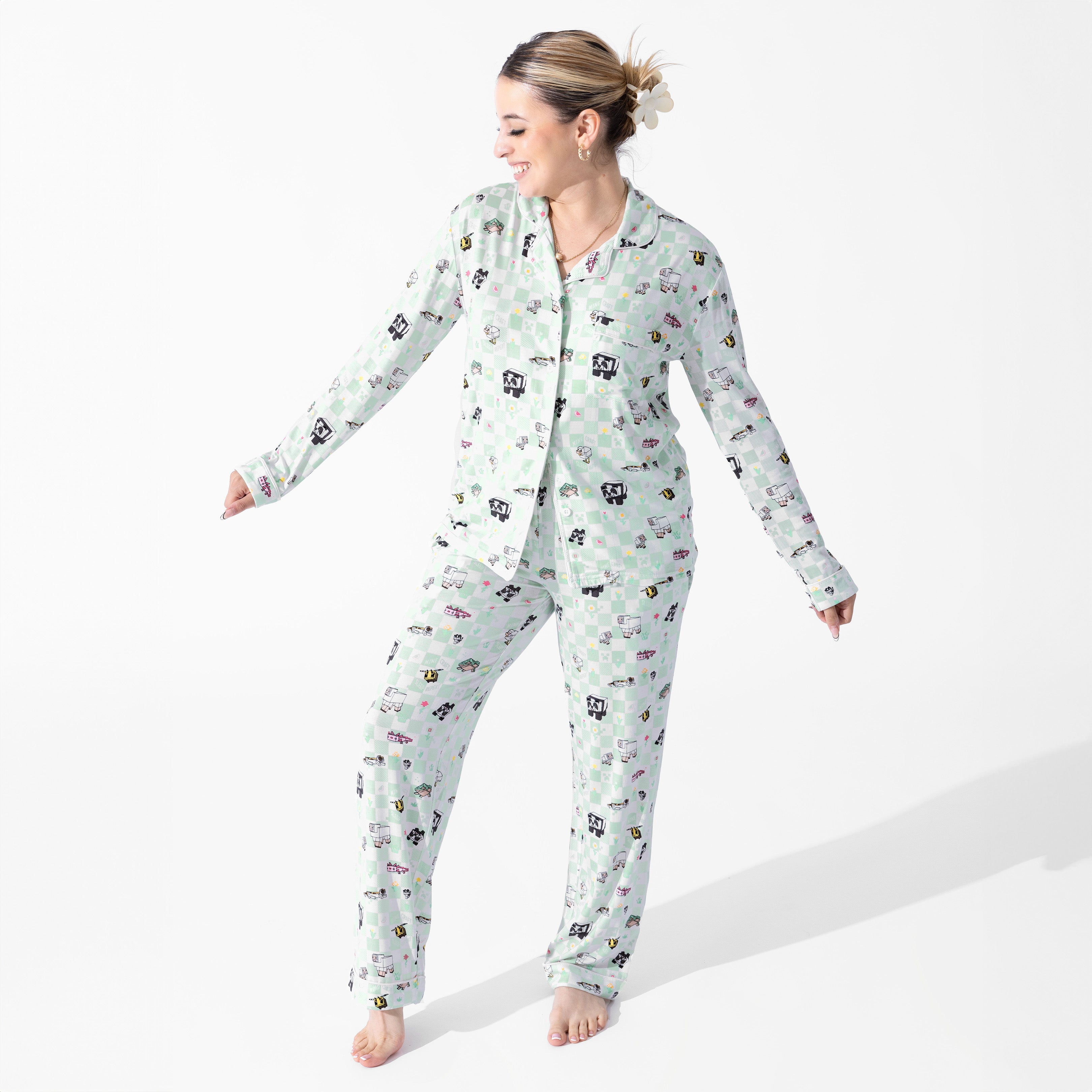 Minecraft Sleep Repeat Bamboo Women's Pajama Set – Cozy & Stylish ...